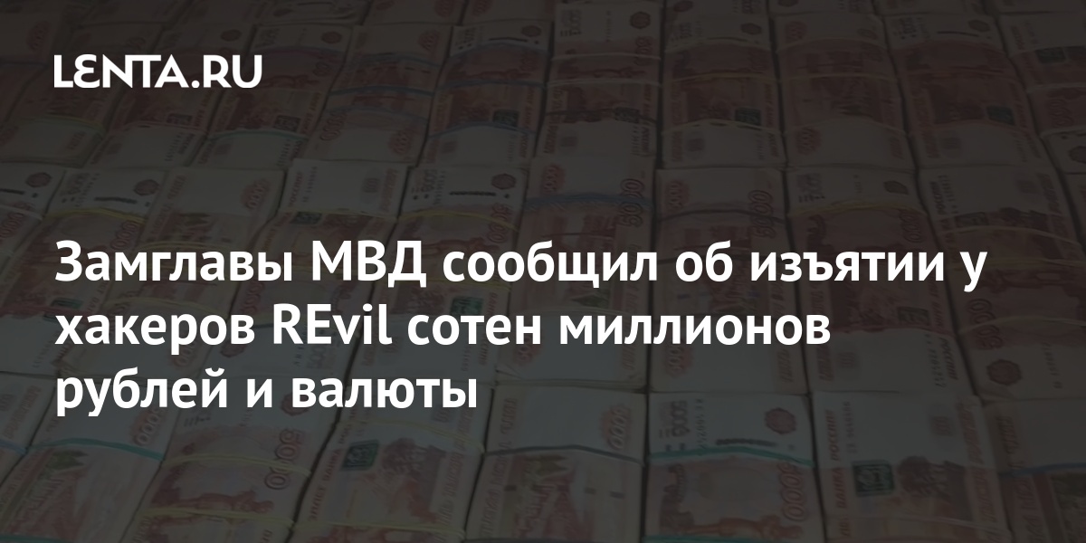Замглавы МВД сообщил об изъятии у хакеров REvil сотен миллионов рублей ...
