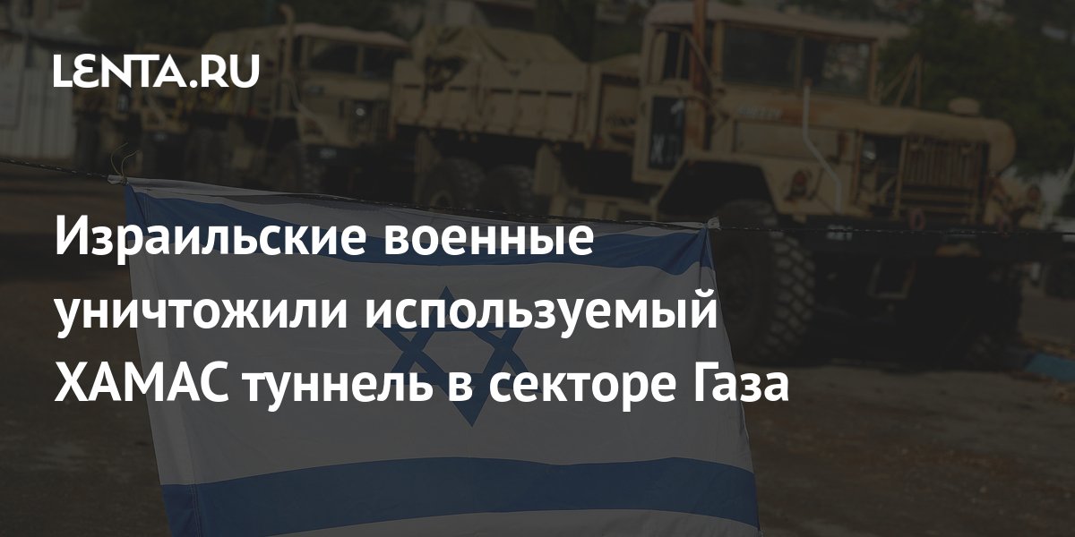 Израильские военные уничтожили используемый ХАМАС туннель в секторе Газа: Политика: Мир: Lenta.ru