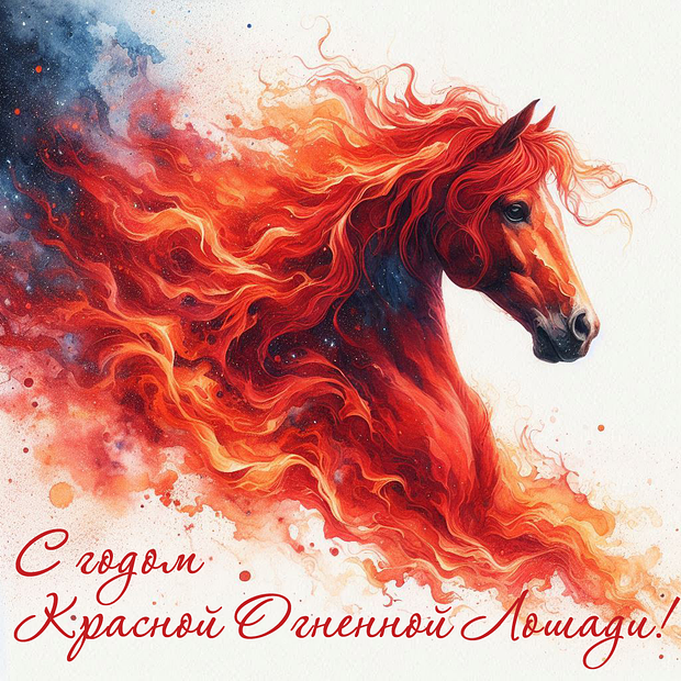 60+ открыток и поздравлений с годом Красной Лошади: красивые картинки ...